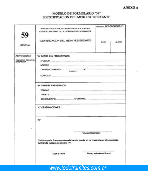 Conoce Como Llenar El Formulario 59 Automotor - Tramites Argentinos